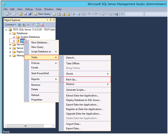 How to Backup a Database in SSMS