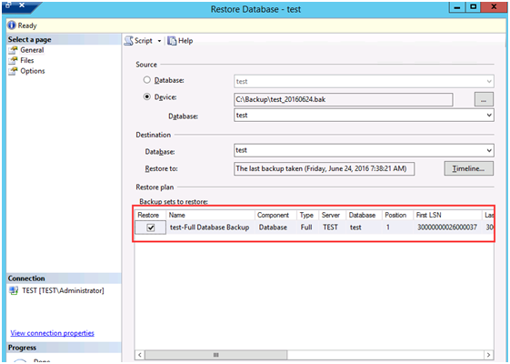How to Restore a Backup of a Database in SSMS
