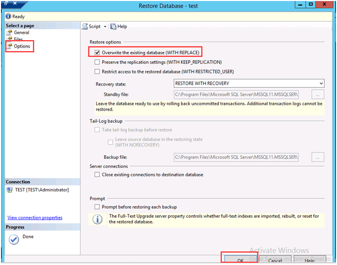 How to Restore a Backup of a Database in SSMS